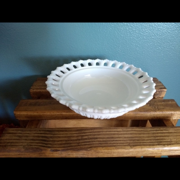 unbranded | Other | Vintage White Milk Glass Bowl Basket Weave Candy ...